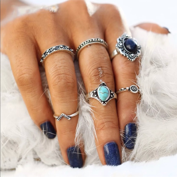 Jewelry | Boho 6pc Silver Ring Set | Poshmark